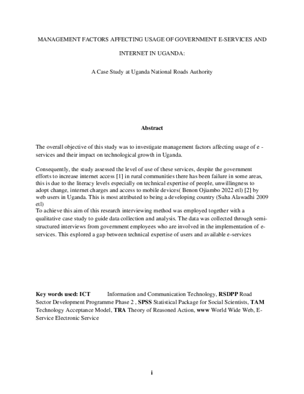 Pdf Management Factors Affecting Usage Of E Services