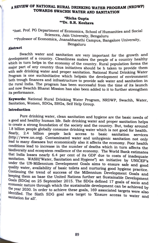 (PDF) REVIEW OF NATIONAL RURAL DRINKING WATER PROGRAM (NRDWP) TOWARDS ...