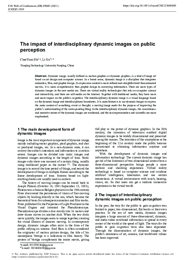 (PDF) The impact of interdisciplinary dynamic images on public perception