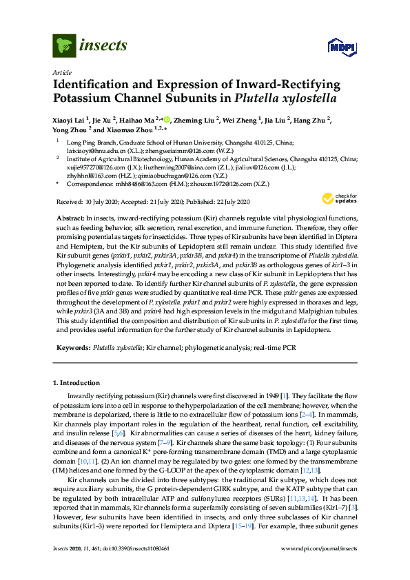 (PDF) Identification and Expression of Inward-Rectifying Potassium ...