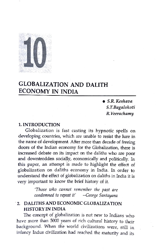 (PDF) Impact of Globalization on Dalith Economy