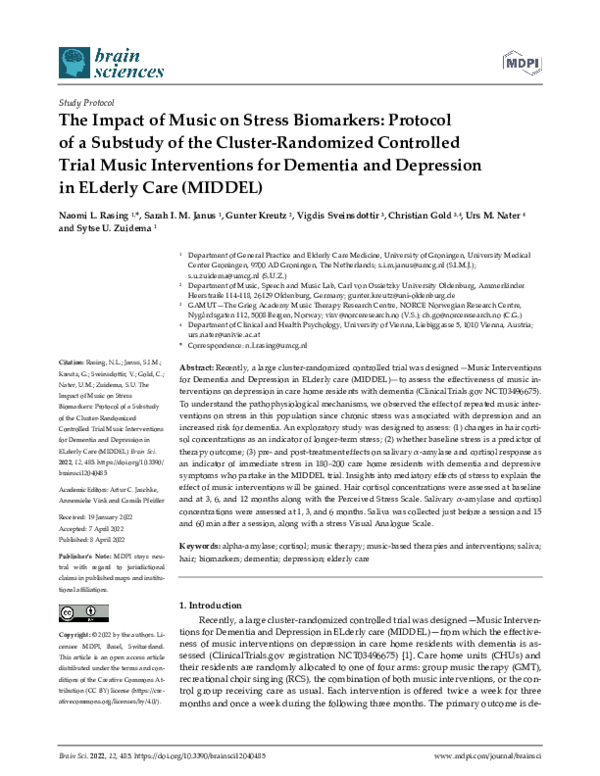 (PDF) The Impact of Music on Stress Biomarkers: Protocol of a Substudy ...