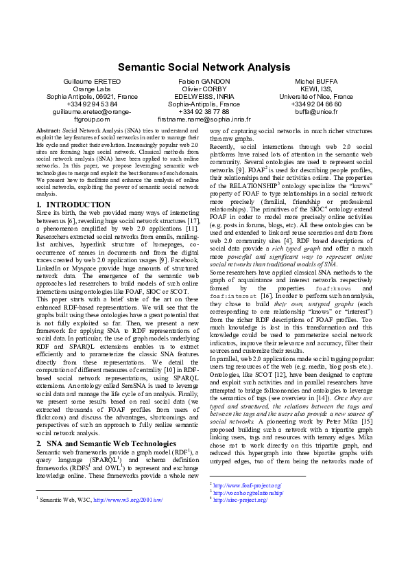 (PDF) Semantic Social Network Analysis