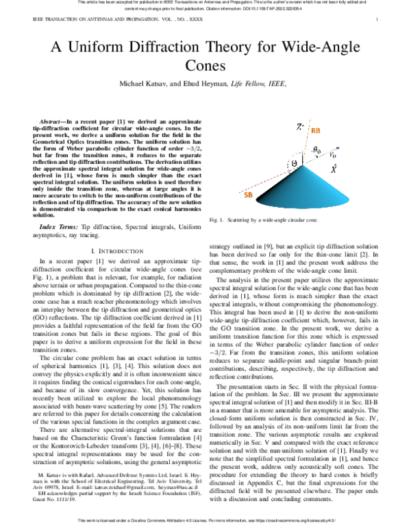 (PDF) Uniform Diffraction Theory for Wide-Angle Cones