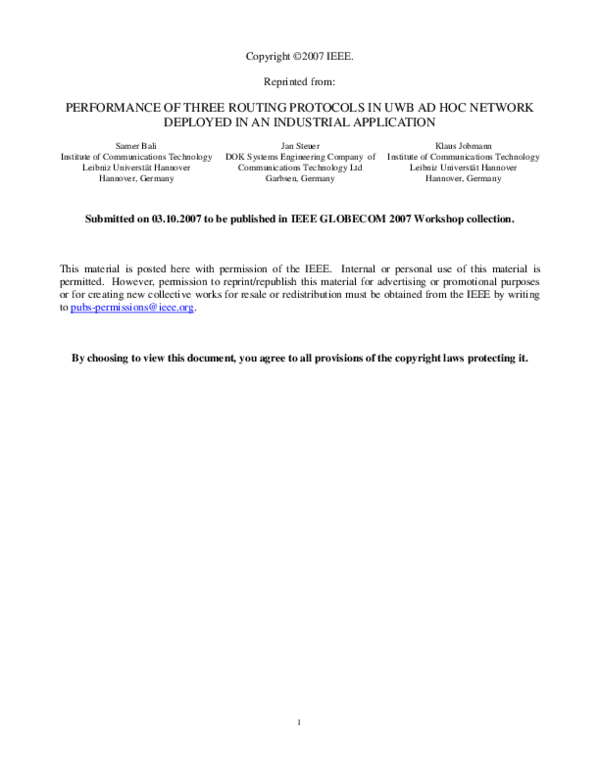 (PDF) Comparative Analysis of UWB Routing Protocols