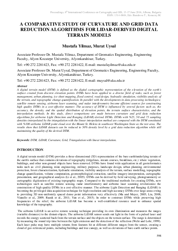 Pdf Comparing Curvature And Grid Dtm Reduction Algorithms