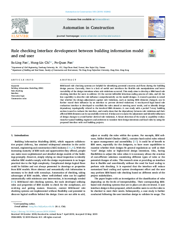 Pdf Rule Checking Interface Development Between Building Information Model And End User