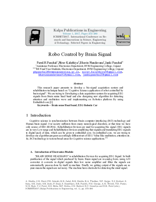 (PDF) Robo Control by Brain Signal