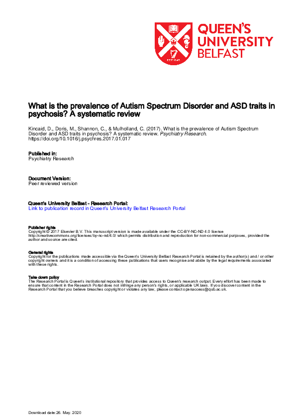 (PDF) What is the prevalence of autism spectrum disorder and ASD traits ...