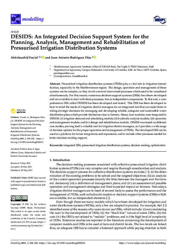 (PDF) DESIDS: An Integrated Decision Support System for the Planning, Analysis, Management and ...