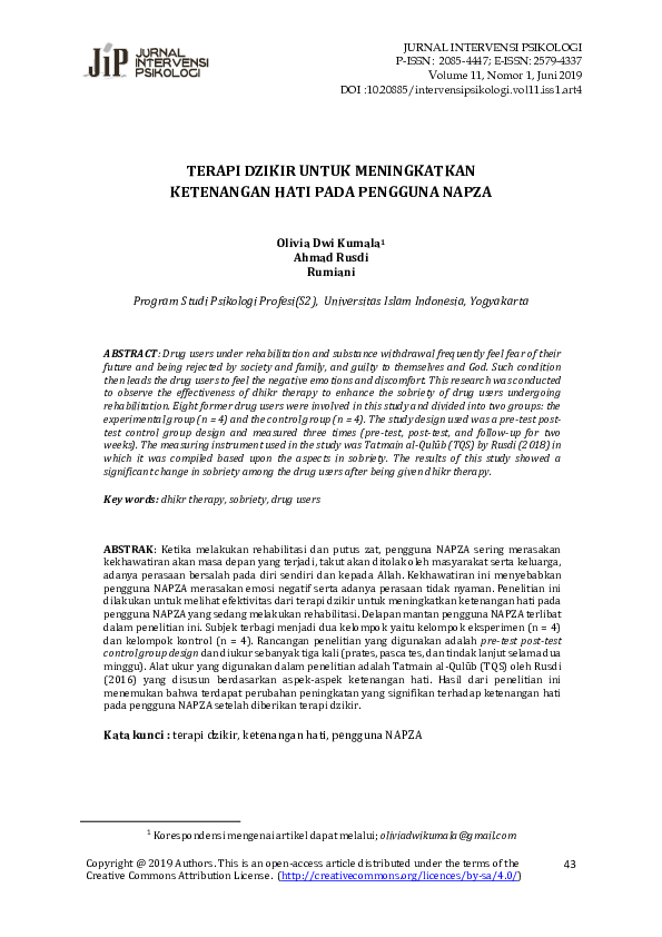 (PDF) Terapi Dzikir Untuk Meningkatkan Ketenangan Hati Pada Pengguna Napza