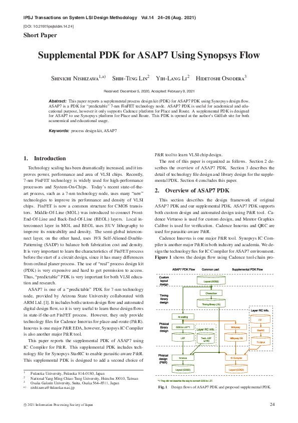 (PDF) Supplemental PDK for ASAP7 Using Synopsys Flow