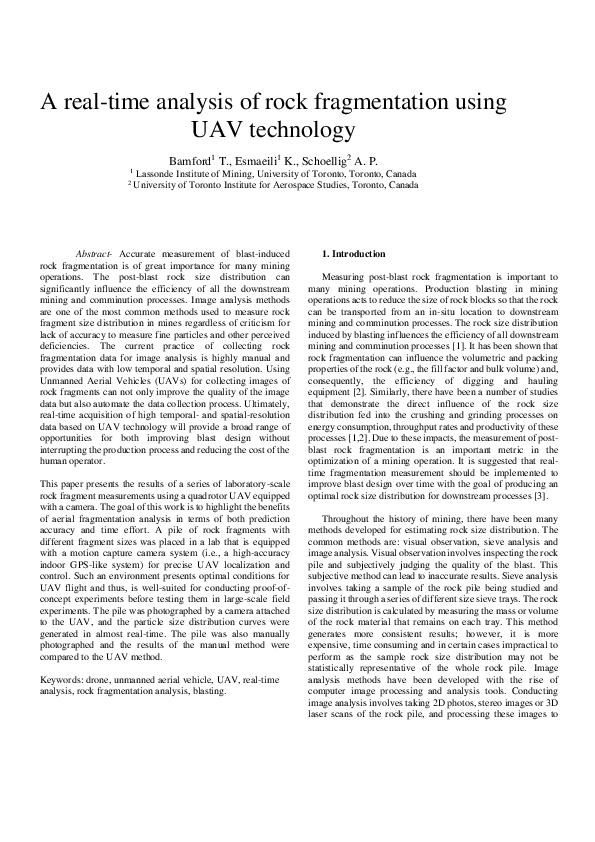 (PDF) A real-time analysis of rock fragmentation using UAV technology