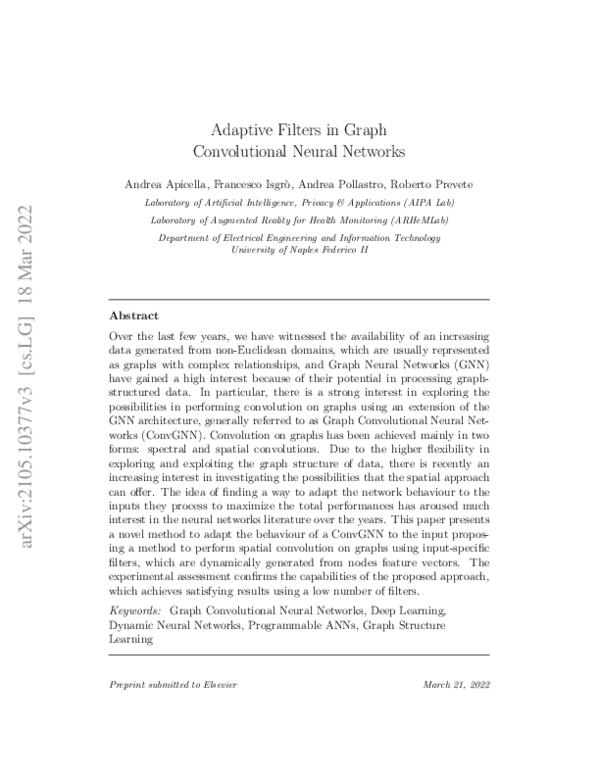 (PDF) Adaptive Filters in Graph Convolutional Neural Networks