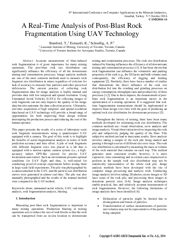 (PDF) A real-time analysis of post-blast rock fragmentation using UAV technology