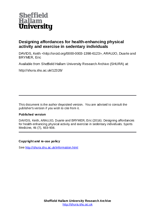 (PDF) Designing Affordances for Health-Enhancing Physical Activity and Exercise in Sedentary ...
