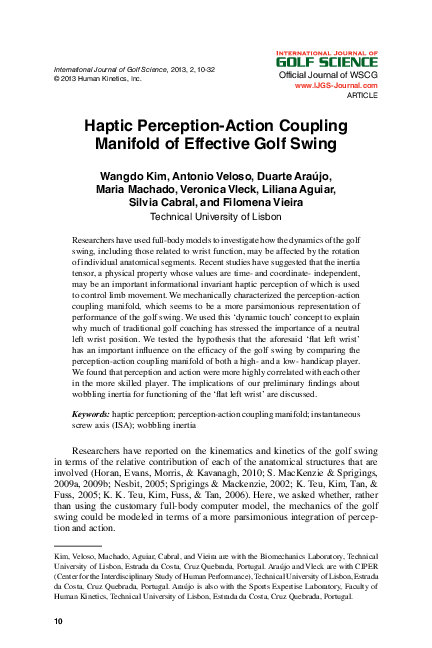 (PDF) Haptic Perception-Action Coupling Manifold of Effective Golf Swing