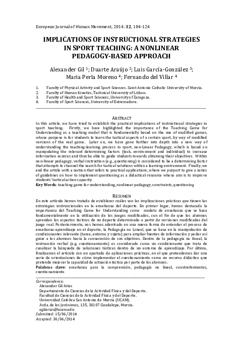 (PDF) Implications of instructional strategies in sport teaching: a ...