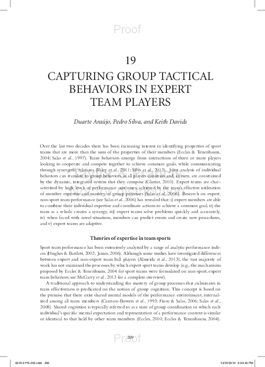 (PDF) Capturing Group Tactical Behaviors in Expert Team Players ...