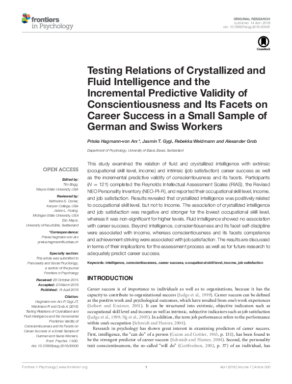 (PDF) Testing Relations of Crystallized and Fluid Intelligence and the ...