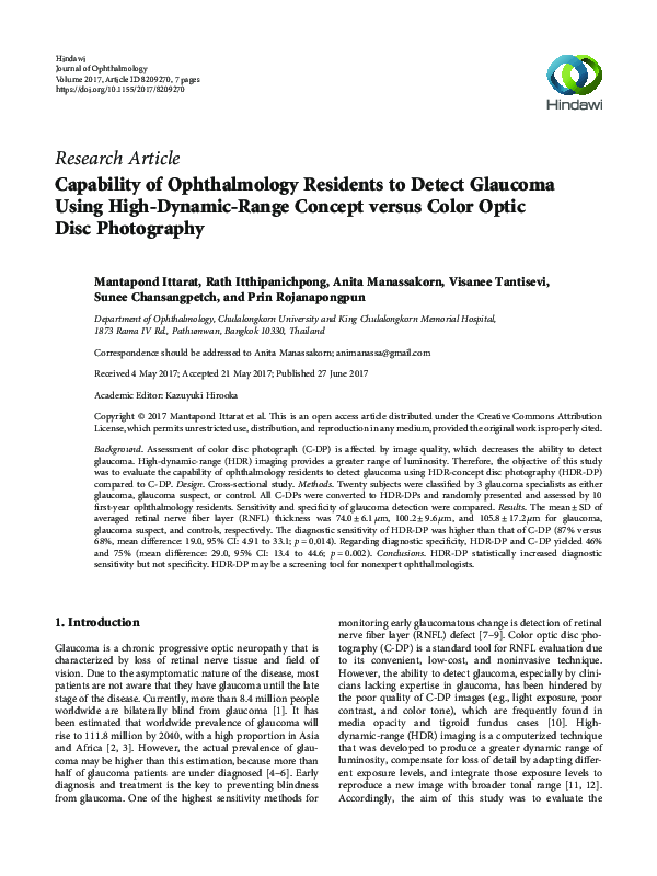 (PDF) Capability of Ophthalmology Residents to Detect Glaucoma Using High-Dynamic-Range Concept ...