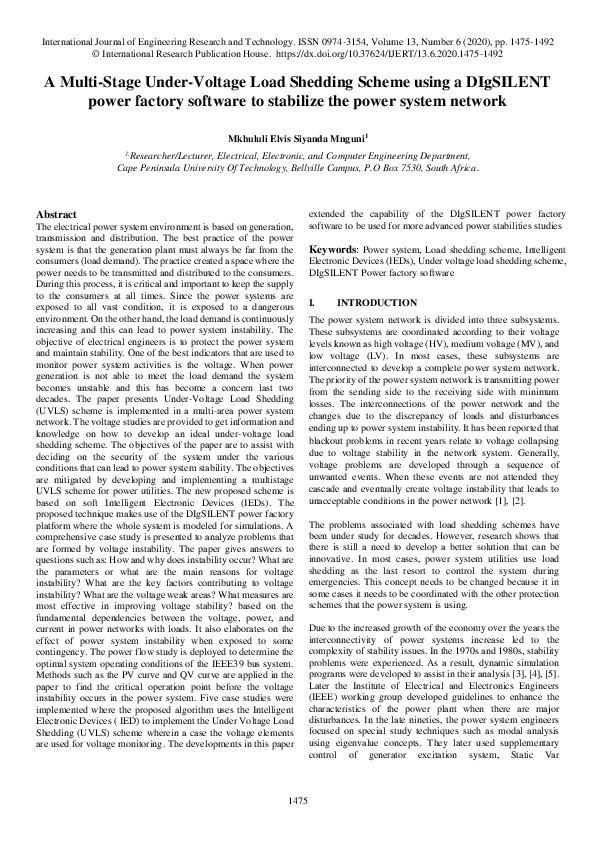 (PDF) A Multi-Stage Under-Voltage Load Shedding Scheme using a DIgSILENT power factory software ...