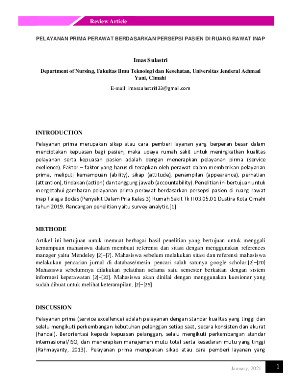 (PDF) PELAYANAN PRIMA PERAWAT