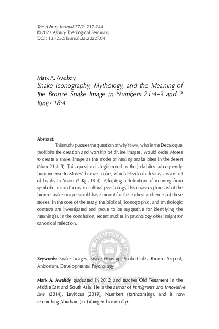 (PDF) Snake Iconography, Mythology, and the Meaning of the Bronze Snake ...
