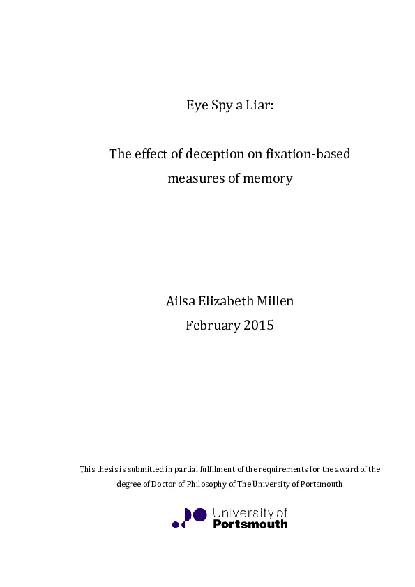 (PDF) Eye spy a liar: the effect of deception on fixation-based ...
