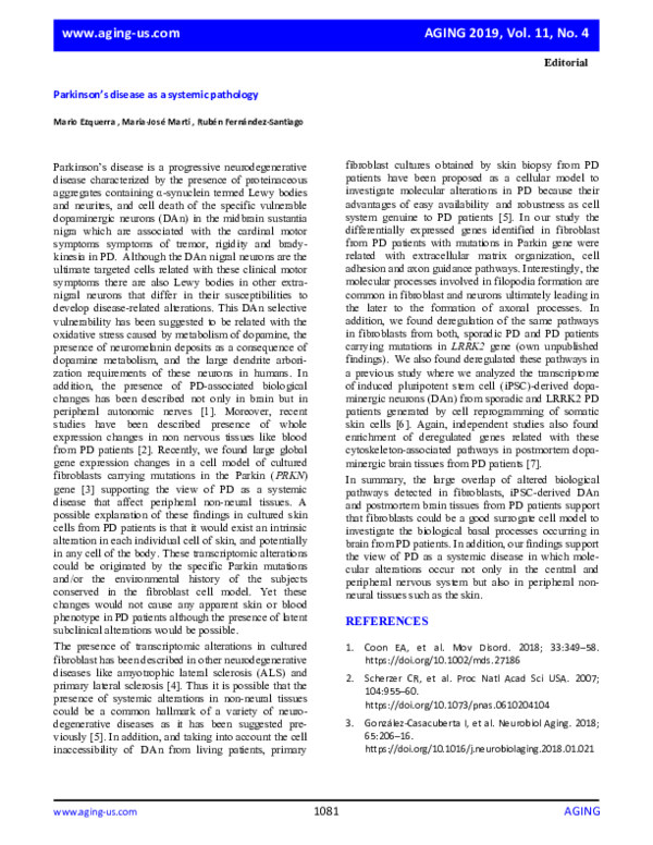 (PDF) Parkinson’s disease as a systemic pathology