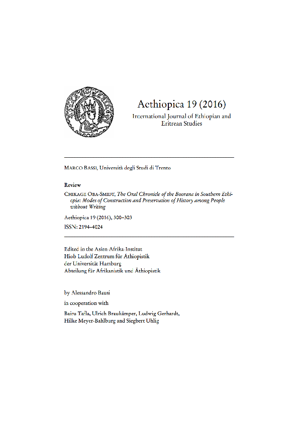 (PDF) Chikage Oba-Smidt, The Oral Chronicle of the Boorana in Southern ...