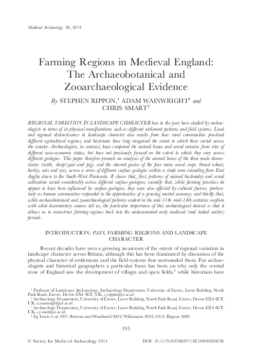 (PDF) Farming Regions in Medieval England: The Archaeobotanical and ...