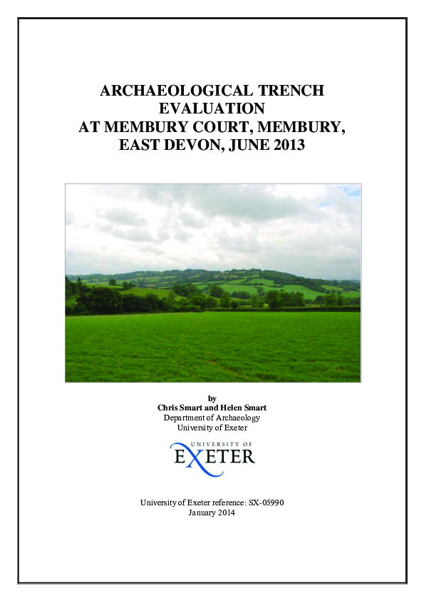 (PDF) Archaeological trench evaluation at Membury Court, Membury, East ...