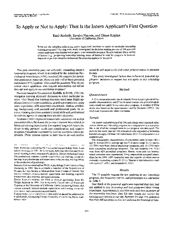 (PDF) To apply or not to apply: That is the intern applicant's first ...