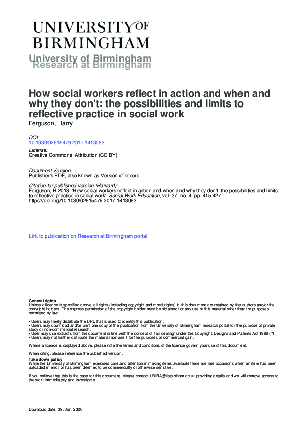 (PDF) How social workers reflect in action and when and why they don’t ...