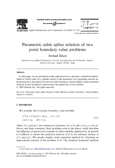 (PDF) Parametric cubic spline solution of two point boundary value problems