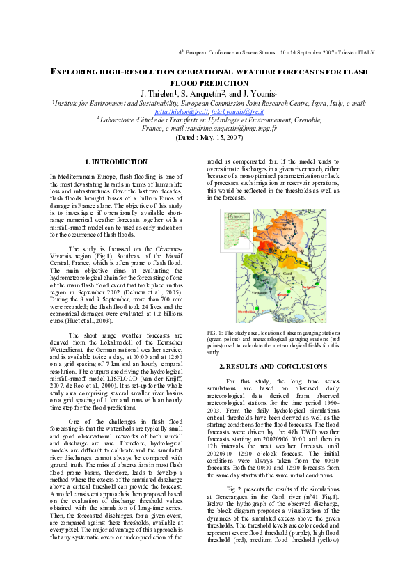 (PDF) Exploring High-Resolution Operational Weather Forecasts for Flash Flood Prediction