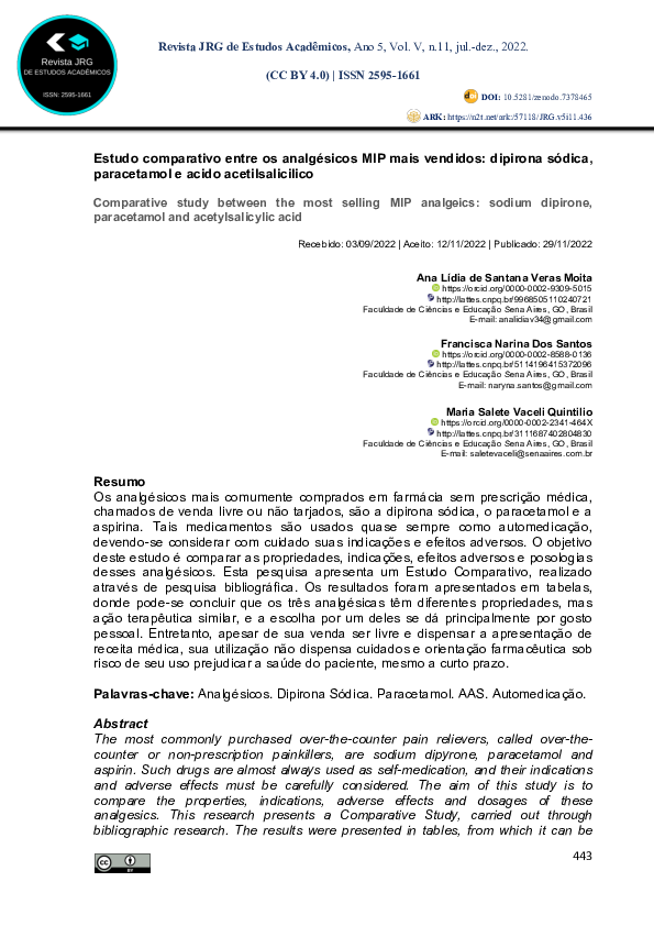 (PDF) Estudo comparativo entre os analgésicos MIP mais vendidos ...