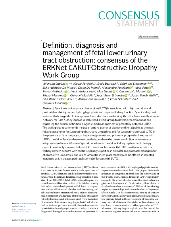 (PDF) Definition, diagnosis and management of fetal lower urinary tract ...