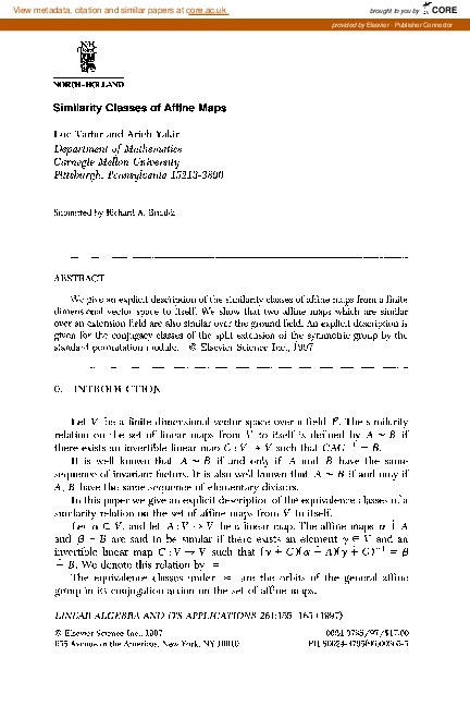 (PDF) Similarity classes of affine maps