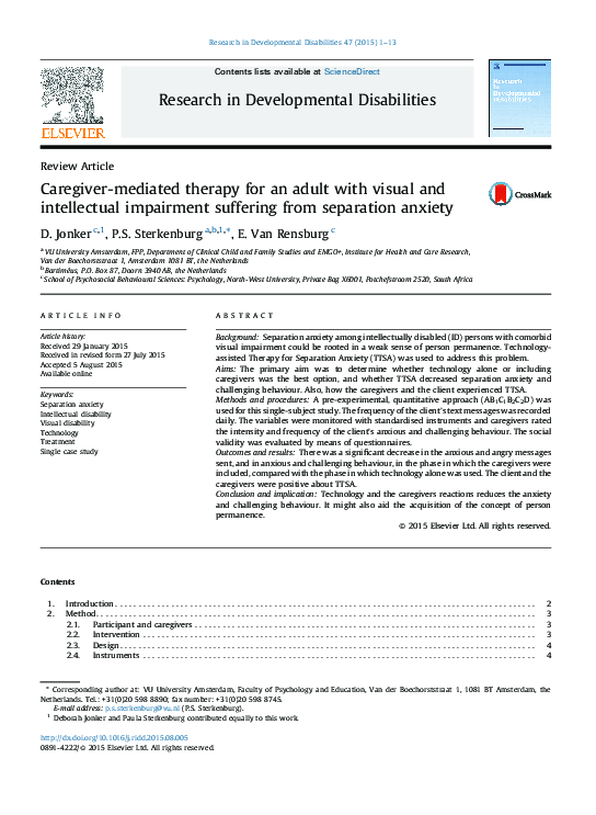 (PDF) Caregiver-mediated therapy for an adult with visual and ...