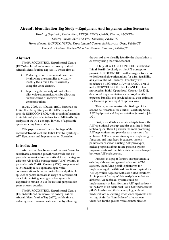(PDF) Aircraft Identification Tag Study Equipment And Implementation ...