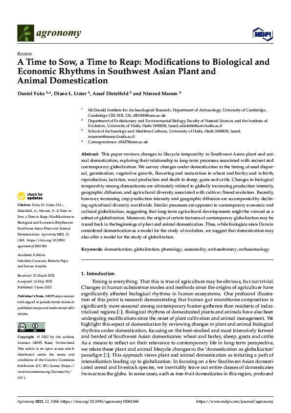 (PDF) A Time to Sow, a Time to Reap: Modifications to Biological and ...