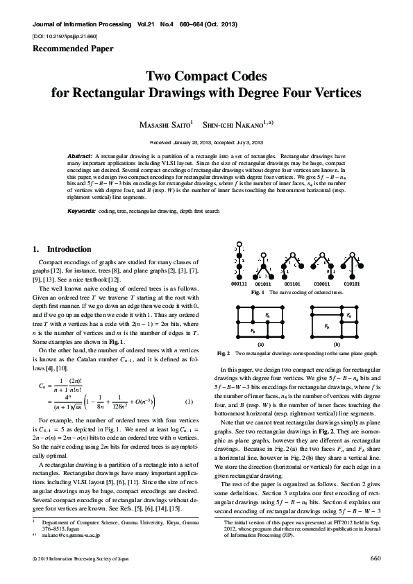 (PDF) Two Compact Codes for Rectangular Drawings with Degree Four Vertices