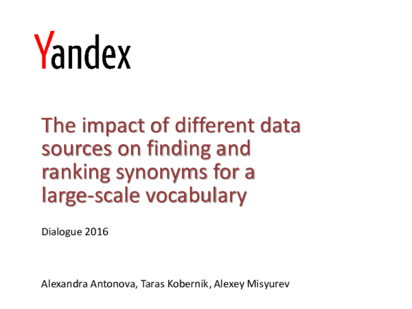 (PDF) The impact of different data sources on finding and ranking synonyms for a large-scale ...