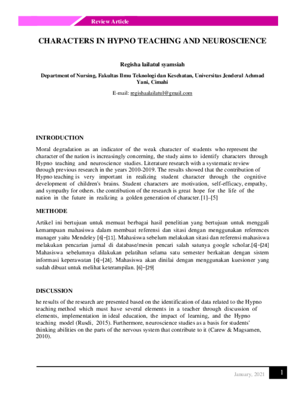 (PDF) CHARACTERS IN HYPNO TEACHING AND NEUROSCIENCE