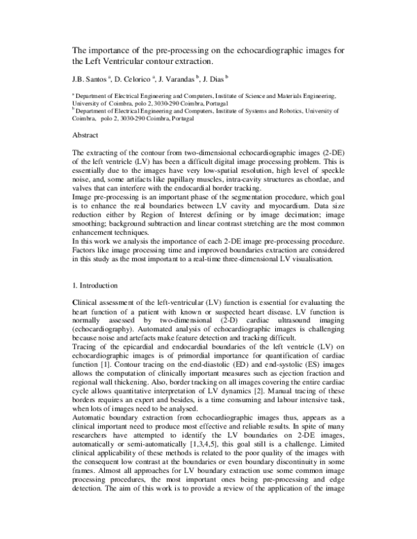 (PDF) The importance of the pre-processing on the echocardiographic ...