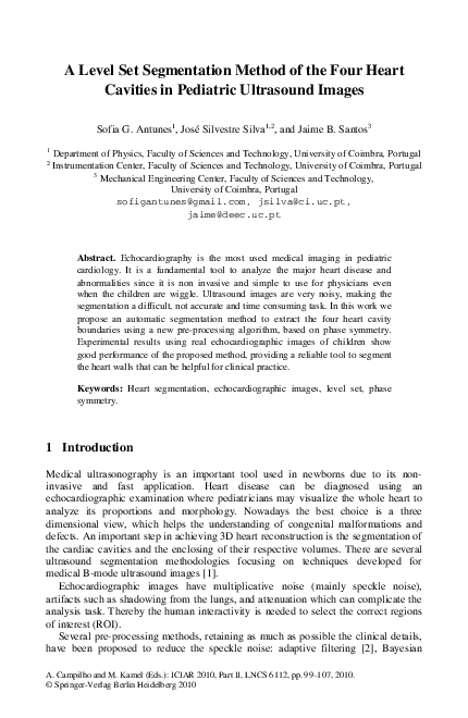 (PDF) A level set segmentation method of the four heart cavities in pediatric ultrasound images ...