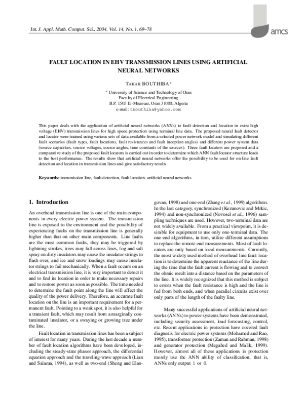 Pdf Fault Detection And Classification Technique In Ehv Transmission