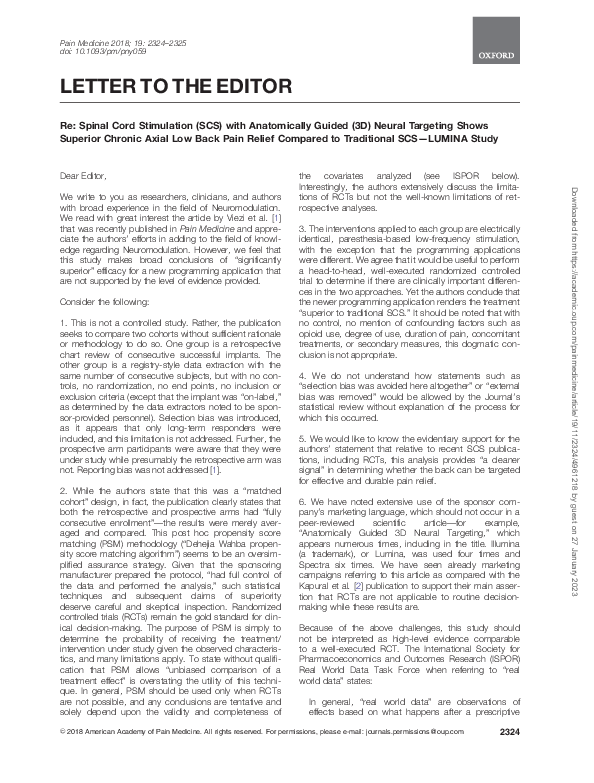 (PDF) Re: Spinal Cord Stimulation (SCS) with Anatomically Guided (3D ...